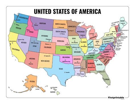 Printable Us Maps Blank With State Names And Capitals