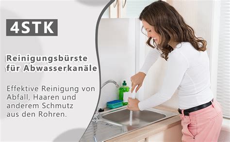 Alyvisun 4stk Bürste Für Abwasserkanäle Abfluss Reinigungsbürste 45cm Waschbecken