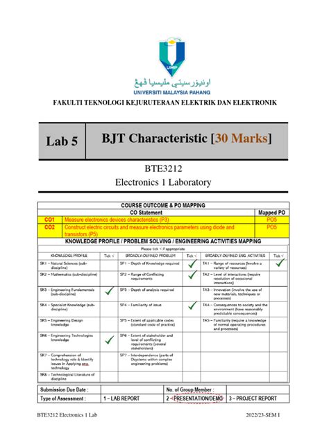 Lab Sheet 5 Pdf Bipolar Junction Transistor Transistor