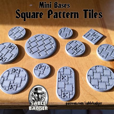 3d Printable Mini Bases Square Pattern Tiles By Brander Roullett