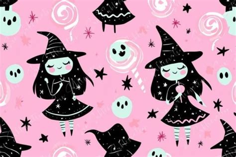 Cute Witch Pattern Graphic By Sun Sublimation · Creative Fabrica