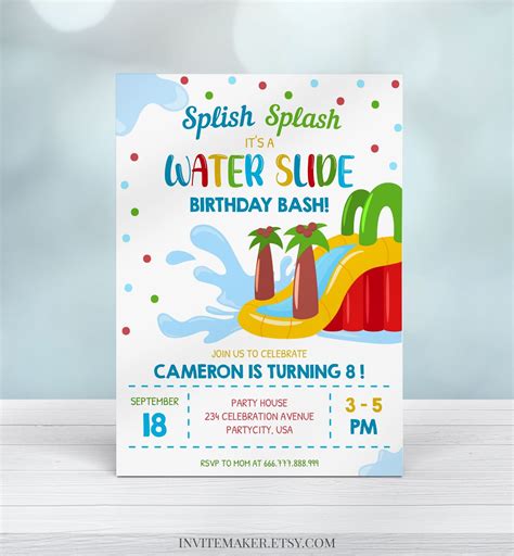 Water Slide Invitation Template Free