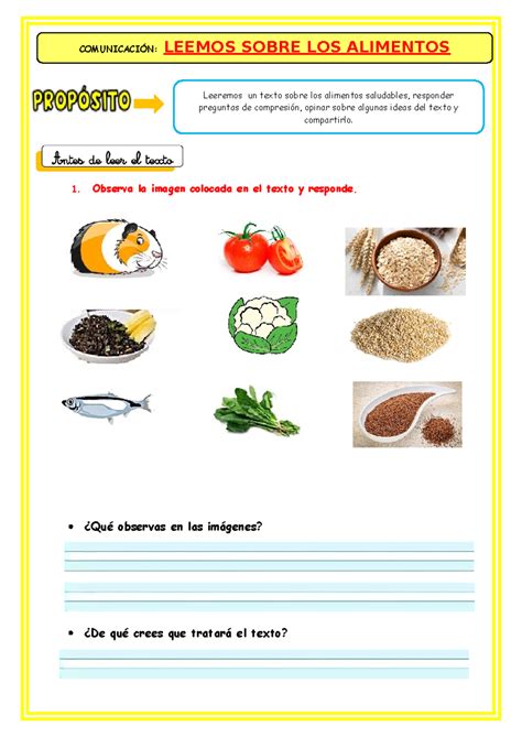 U2 S2 Ficha D1 Com Leemos Sobre Los Alimentos Saludables Maestras De