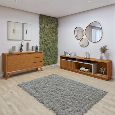 Kit 2 Peças Com Rack Para Tv Até 75 Polegadas Granada E Buffet Piazza