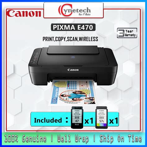Canon E470 All In One Printer Wifi Canon Pixma In Efficient E410 Cable Shopee Malaysia