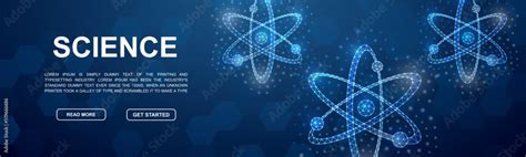 Atom Polygonal Horizontal Banner Atomic Neutron Low Poly Symbol For