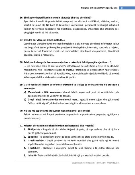 Menaxhimi I Burimeve NjerËzore Dr Ymer Havolli Pyetje Dhe Përgjigje