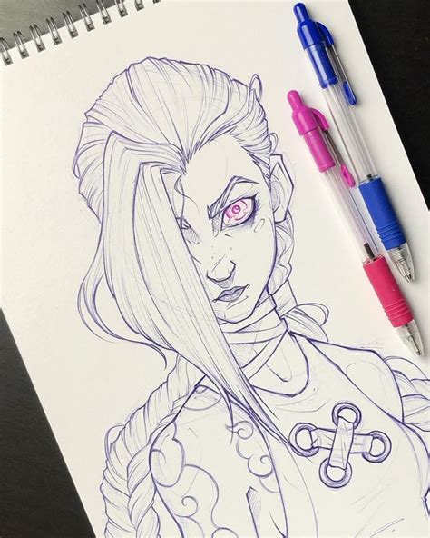 Jinx Arcane Anime Drawing Jinx Arcane Drawing Outline Arcane