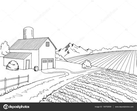 Farm Field Drawing At Explore Collection Of Farm
