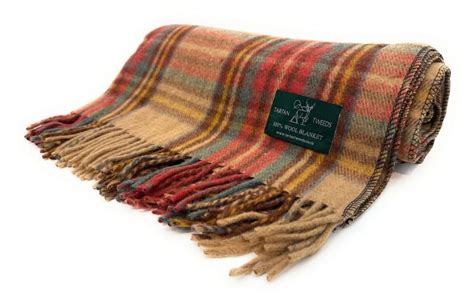Antique Dress Stewart Tartan Knee Blanket 100 New Wool