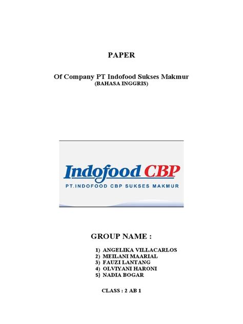 Paper Pt Indofood Cbp Sukses Makmur Tbk Pdf Economies Business