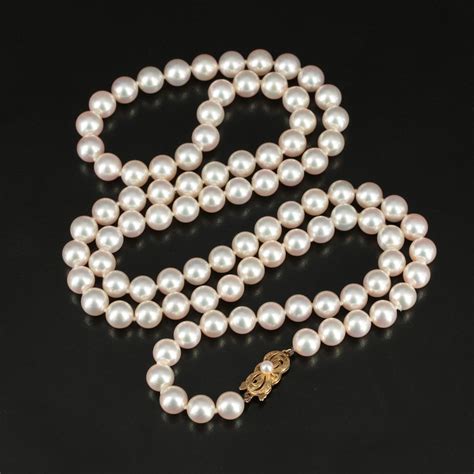 Mikimoto Opera Length Pearl Necklace With 18k Clasp Ebth