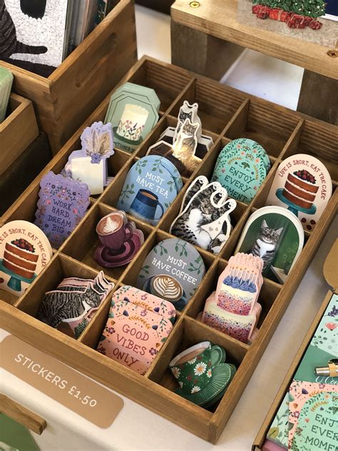Sticker Display Craft Market Wooden Tray For Stickers Cute Things