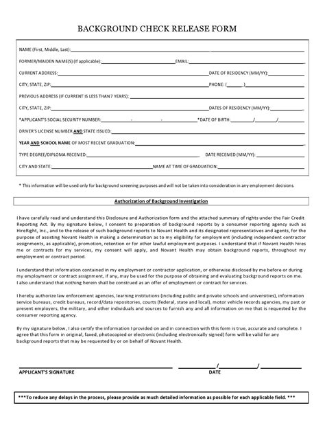 Background Check Authorization Form Pdf