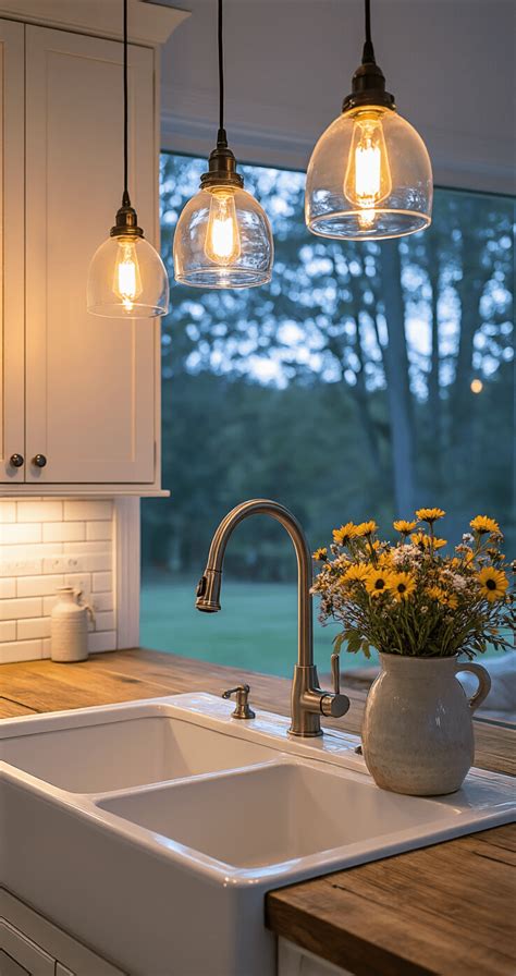 Farmhouse Chic Illuminating Your Kitchen Sink With Style