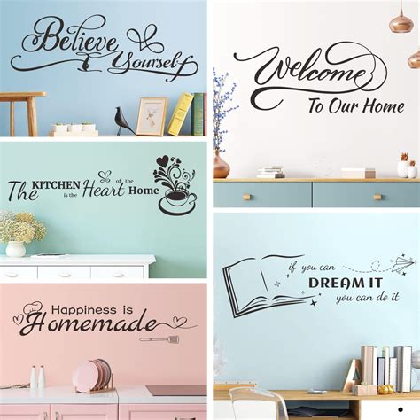 5 Sheets Vinyl Wall Quotes Stickers Black Inspirational