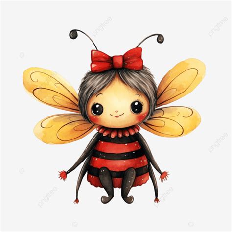 Whimsical Halloween Little Bee With Red Horns And Bow Halloween Bee