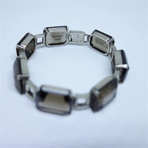 Silver Bracelet With Faceted Smoky Quartz