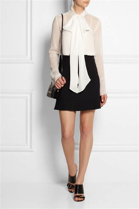 Pussybow Black Mini Mules Chiffon Blouse Mini Skirts Skirts