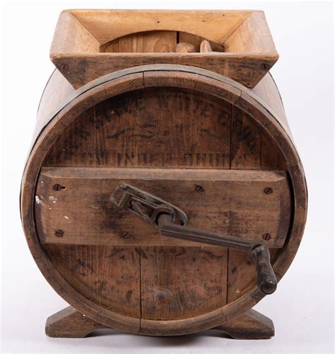 Lot An Antique Vintage Wooden Butter Churn