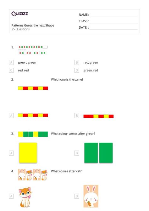 50 Shape Patterns Worksheets On Quizizz Free And Printable