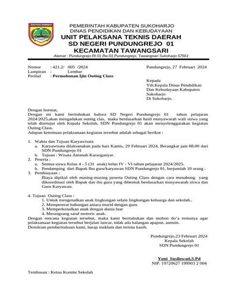 Izin Outing Class Pdf