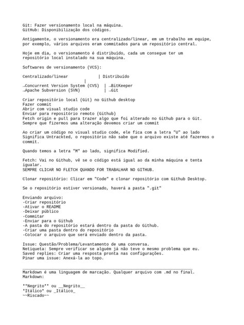 Guia De Versionamento Com Git E Markdown Pdf Controle De Versão