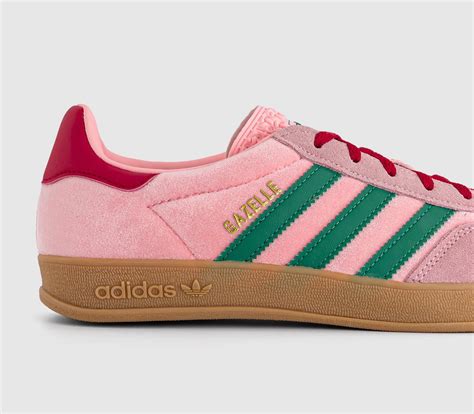 Adidas Gazelle Indoor Trainers Court Green Glow Pink Gum Womens Trainers