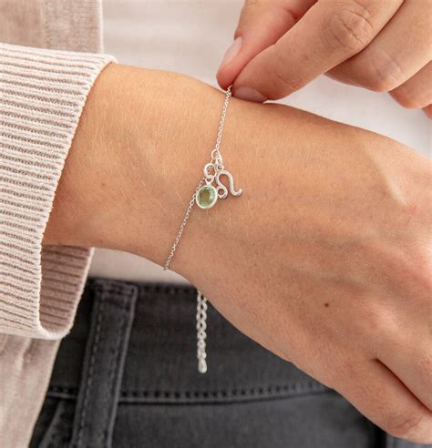 Silver Plated Zodiac And Birthstone Bracelet By Poppyk