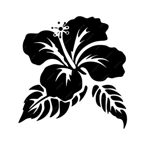 Premium Vector Hibiscus Black And White Vector Template Set For
