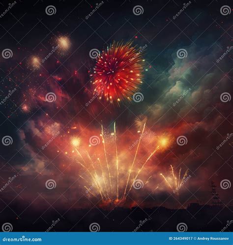 Beautiful Festive Fireworks AI Render Stock Illustration Illustration Of Rockets Party