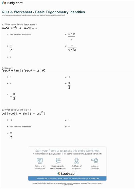 Key Answers For Sum And Difference Identities Worksheet