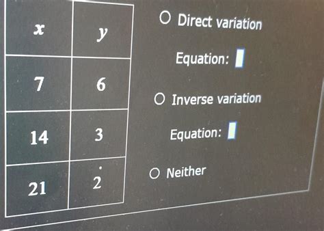 Solved Direct Variation Equation Inverse Variation