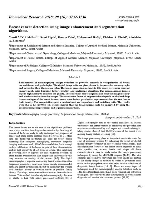 Breast Cancer Detection Using Image Enha Pdf Medical Imaging Mammography