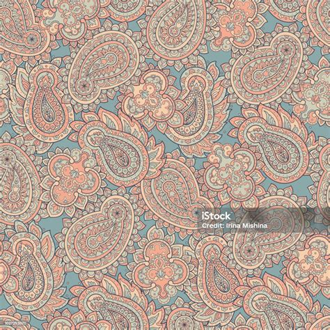 Paisley Çiçek Seamless Modeli Asya Vektör Arka Plan Stok Vektör Sanatı