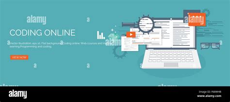 Vector Illustration Flat Computing Background Programming Coding Web Development Search