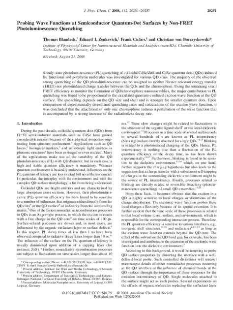 Pdf Probing Wave Functions At Semiconductor Quantum Dot Surfaces By