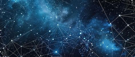 Premium Photo Abstract Network And Stars On Dark Galactic Background