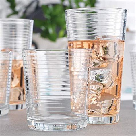 Set Of 12 Durable Drinking Glasses Glassware Set Includes 6 17oz Hig