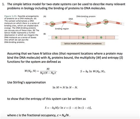 Solved 1 The Simple Lattice Model For Two State Systems Can
