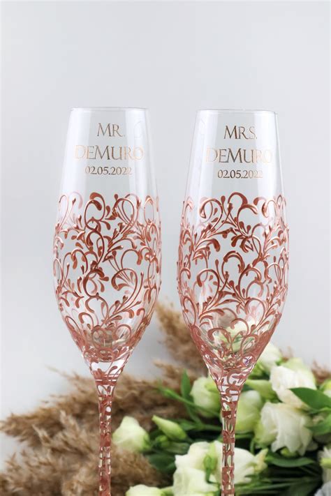 Wedding Champagne Glasses For Bride And Groom Champagne Etsy