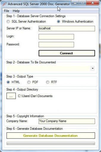 Advanced Sql Server 2000 Documentation Generator Download This