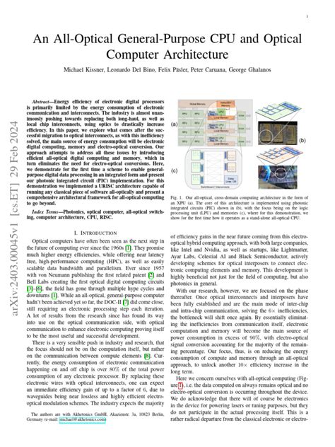 An All Optical General Purpose Cpu And Optical Computer Architecture