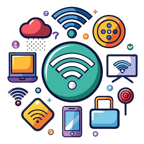 Wireless Network Icon Set With Various Devices Symbols And Elements