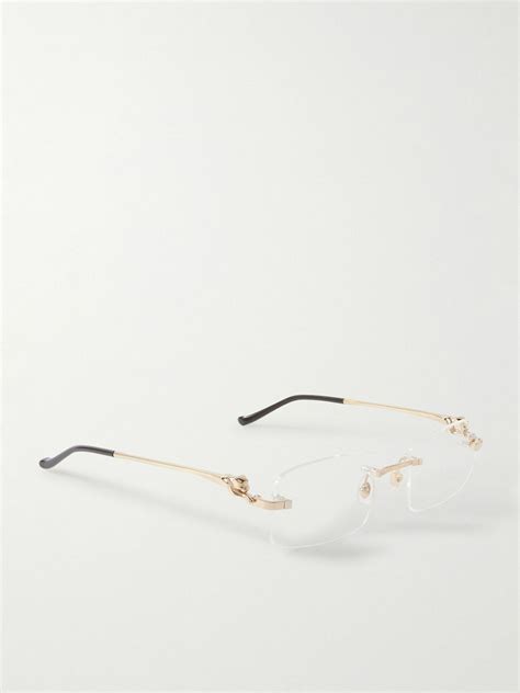 Cartier Eyewear Panthère Rimless Rectangular Frame Gold Tone Optical