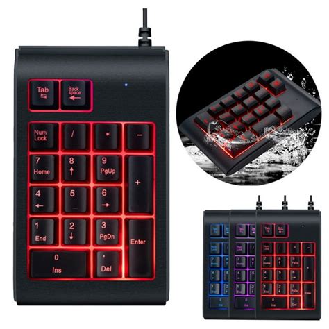 three colors rgb backlit usb wired keyboard number pad numeric keypad