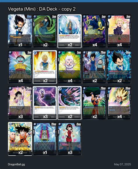 Vegeta Mini Da Deck Copy 2 Dragon Ball Super Card Game Fusion