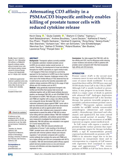 Pdf Attenuating Cd3 Affinity In A Psmaxcd3 Bispecific Antibody