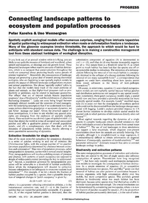 Pdf Connecting Landscape Patterns To Ecosystem And Population Processes Dokumentips