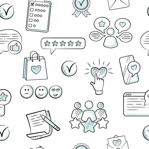 Feedback Review Rating Five Stars Like Cute Doodle Style Seamless